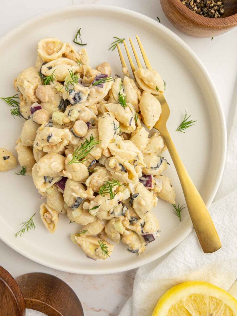 Easy Vegan Chickpea Tuna Pasta Salad - Easy Chickpeasy