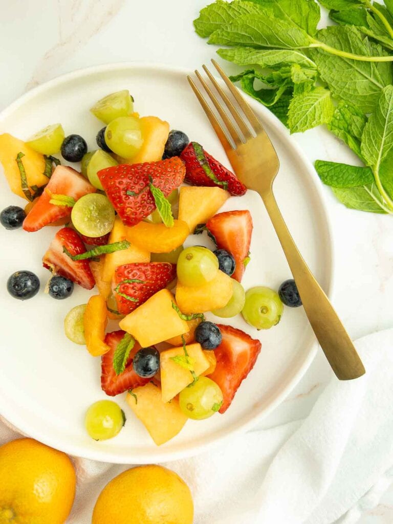 Fresh Maple Lemon Mint Fruit Salad Dressing (Vegan) - Easy Chickpeasy